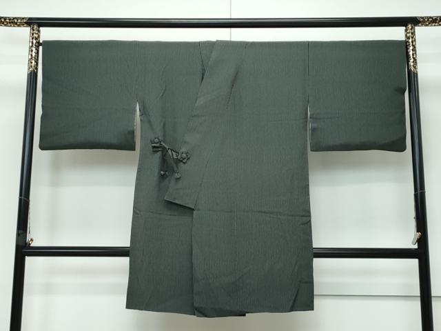 平和屋着物■極上　道中着　ロング丈　縞　黒地　逸品　CZAA2978s5