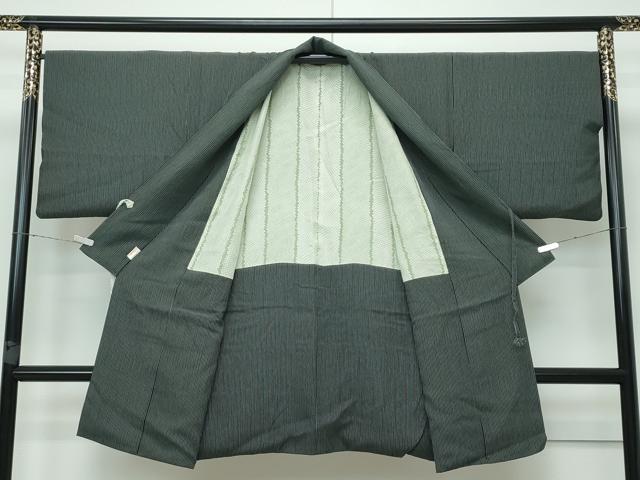 平和屋着物■極上　道中着　ロング丈　縞　黒地　逸品　CZAA2978s5 平和屋着物□極上 道中着 ロング丈 縞 黒地 逸品 CZAA2978s5