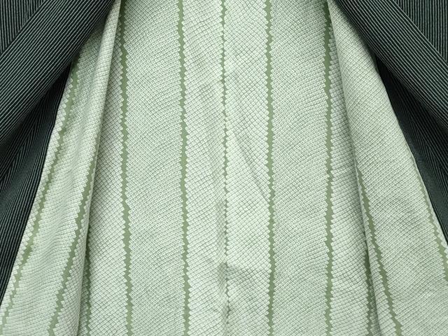 平和屋着物□極上 道中着 ロング丈 縞 黒地 逸品 CZAA2978s5