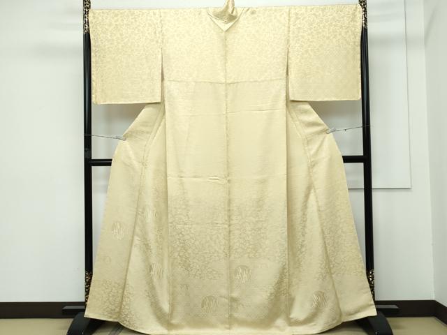 平和屋着物■極上　無地絵羽訪問着　唐織　木蘭色　流水草花丸地紋　銀通し地　逸品　未使用　CZAA2997s5