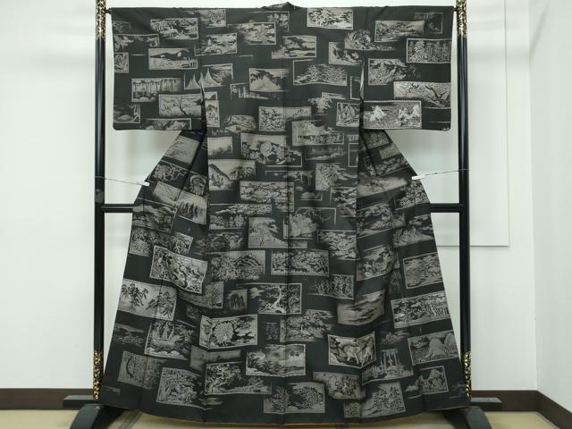 平和屋本店■極上 白泥染の第一人者・絣の魔術師 恵積五郎 本場大島紬 訪問着 恵大島織物謹製 泥染め ９マルキ 桃山百隻 逸品 CZAA3031s5