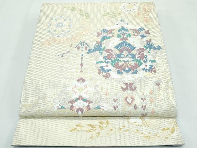 平和屋着物■極上　両方向　両面　全通柄袋帯　オリエント花紋　唐草模様　逸品　CZAA3052s5