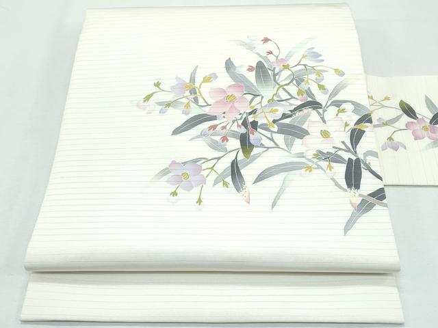 平和屋着物■極上　京友禅　才勝精秀　夏物　九寸名古屋帯　絽塩瀬　草花文　逸品　CZAA3064s5