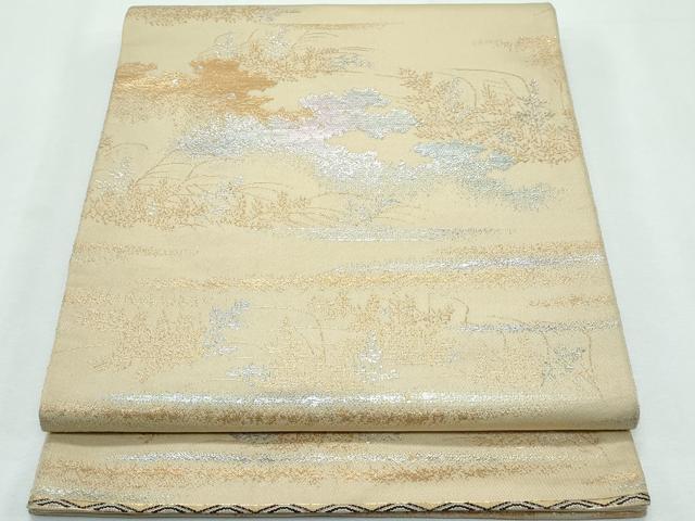 平和屋着物■最高級　龍村平蔵製　六通柄　本袋帯　しのぶはら　金銀糸　榛色地　逸品　CZAA3076s5