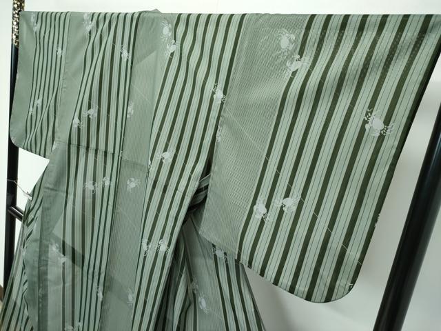 平和屋着物□極上 夏物 小紋 絽 蟹 かに 間道 逸品 CZAA3103s5