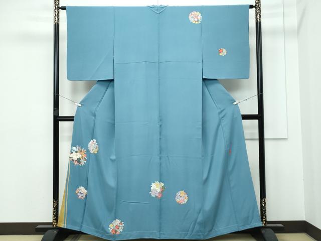 平和屋着物■極上　本加賀友禅作家　宮野勇造　訪問着　花さやか　草花丸文　水浅葱色地　逸品　CZAA3128s5