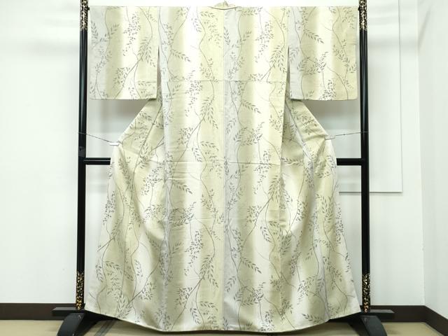 平和屋着物■極上　ファッションデザイナー　HIROKO KOSHINO　コシノヒロコ　小紋　紬地　枝葉文　金彩　逸品　CZAA3135s5