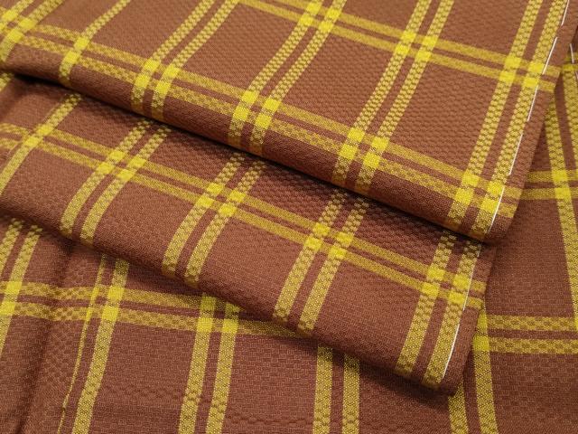 平和屋本店■極上　本場黄八丈　紬　市松綾織　格子柄　逸品　CZAA3140s5