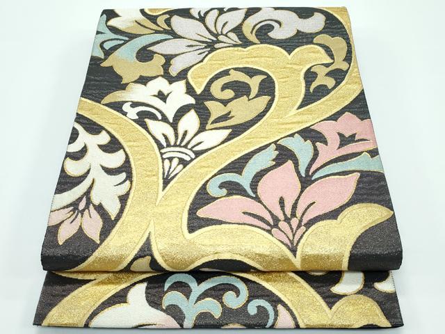 平和屋着物■極上　「美しいキモノ」お馴染みのメーカー　となみ織物　六通柄袋帯　花唐草文　金糸　逸品　CZAA3191s5