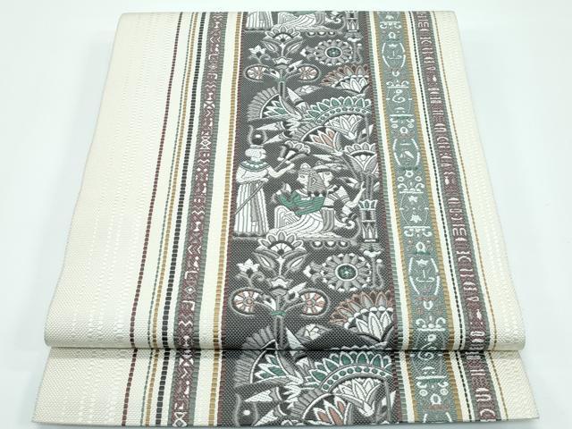 平和屋着物■極上　本場筑前博多織　八寸名古屋帯　壁画文様　逸品　CZAA3195s5