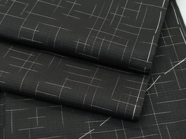 平和屋着物■極上　紬　変わり格子　黒地　逸品　未使用　CZAA3208s5
