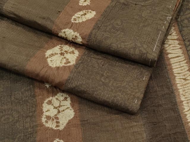 平和屋着物■極上　伝統工芸士　七代目　吉澤与市　紬　絞り　舞花間道　逸品　未使用　CZAA3210s5