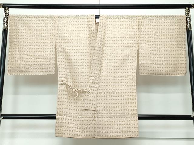 平和屋着物■極上　スリーシーズン　春夏秋　塵除け　道中着　ロング丈　芝草紋紗　丸文　香色地　逸品　未使用　CZAA3292s5