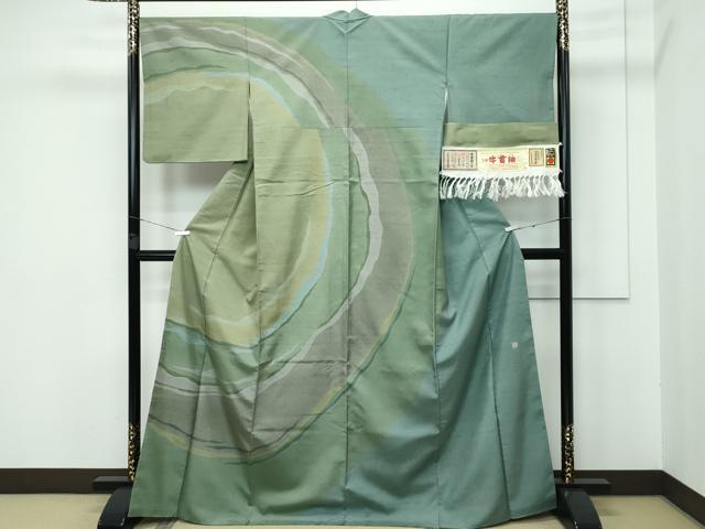 平和屋本店■極上　石川県指定無形文化財　牛首紬　白山工房　手織り　訪問着　霞文　証紙付き　逸品　CZAA3352s5