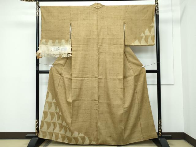 平和屋着物■極上　染織の名門　しょうざん  生紬　訪問着　幾何学文様　桑染色地　証紙付き　逸品　CZAA3386s5