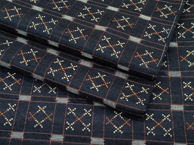 平和屋本店■極上　本場琉球　読谷山花織　紬地　蝋色地　逸品　未使用　CZAA3389s5