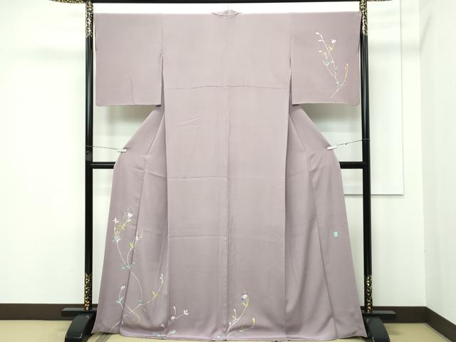 平和屋着物■極上　本加賀友禅作家　和泉啓一　訪問着　草花文　江戸鼠色地　逸品　CZAA3397s5