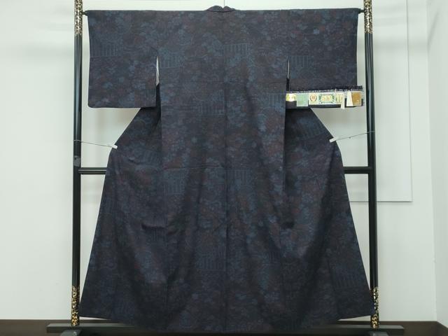 平和屋着物■極上　本場結城紬　重要無形文化財　奥順　80亀甲　籬草花文　証紙付き　逸品　CZAA3417s5