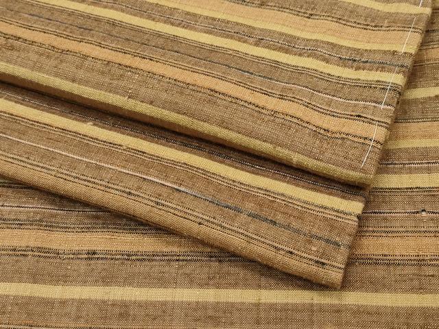 平和屋本店■極上　郡上紬　草木染　横段文　逸品　未使用　CZAA3431s5