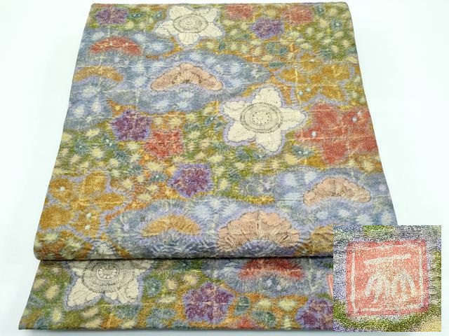 平和屋本店■最高級　初代　久保田一竹　幻の辻が花　太鼓柄袋帯　絞り　金通し地　逸品　CZAA3441s5