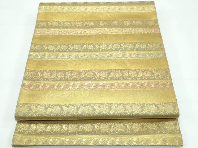 平和屋着物■極上　西陣織　陰山織物謹製　箔屋清兵衛　六通柄袋帯　名物裂間道　本金箔　黄海松茶色地　逸品　CZAA3461s5