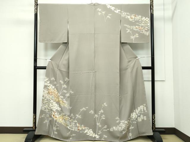 平和屋着物■極上　訪問着　草花文　金彩　利休色地　逸品　未使用　CZAA3509s5