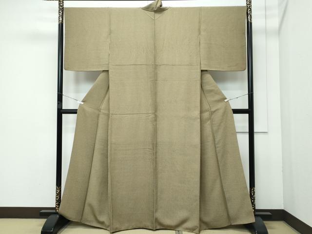 平和屋着物■極上　小紋　格子柄　利休茶色地　逸品　CZAA3567s5