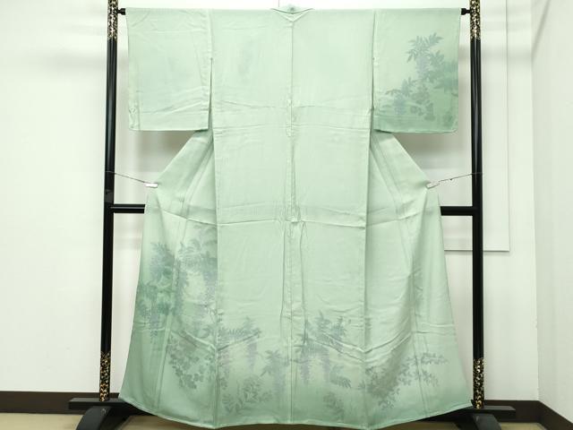 平和屋着物■極上　訪問着　無双　紗袷　紗×絽　手描き　藤花房　暈し染め　柳茶色地　逸品　CZAA3575s5