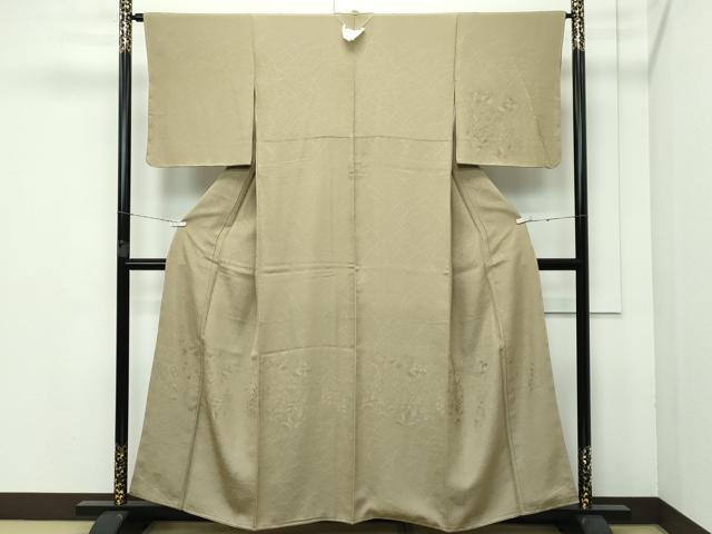 平和屋着物■極上　無地絵羽訪問着　利休茶色　芝草花地紋　逸品　未使用　CZAA3597s5