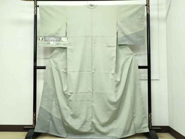 平和屋着物■極上　訪問着　本塩沢　やまだ織　藤倉守正　雪の中のきれ　立波草木文　証紙付き　逸品　未使用　CZAA3603s5