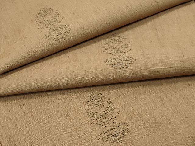 平和屋着物■極上　結城紬　80亀甲　飛び亀甲　吉祥文　朽葉色地　逸品　未使用　CZAA3605s5
