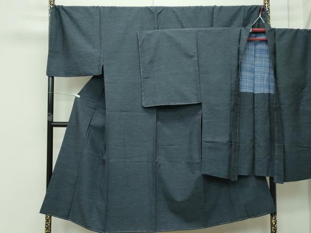 平和屋着物■極上　男性　結城紬　アンサンブル　キングサイズ　杢　霞文　逸品　未使用　CZAA3616s5