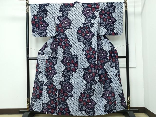 平和屋着物■極上　夏物　浴衣　有松鳴海絞り　草花文　綿　逸品　CZAA3625s5