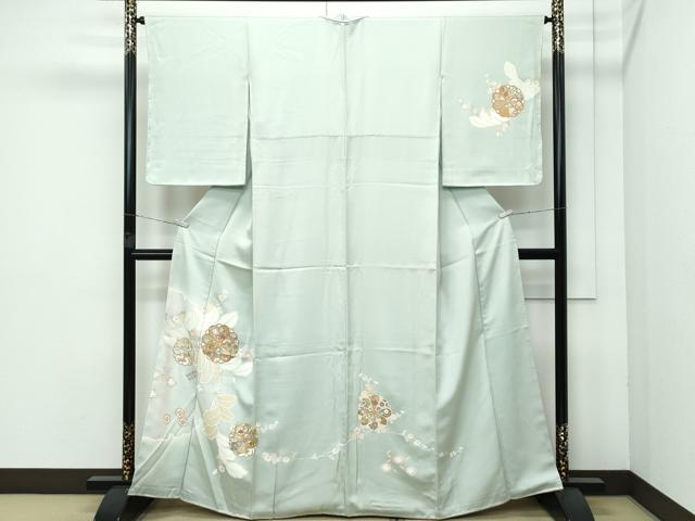 平和屋着物■極上　訪問着　雪輪草花文　暈し染め　金彩　若葉色地　逸品　未使用　CZAA3636s5