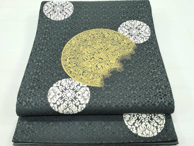 平和屋着物■極上　皇室・伊勢神宮御用　御御帯　山口美術織物　山口弘躬　六通柄袋帯　唐織　小葵地葡萄鏡文　逸品　CZAA3679s5