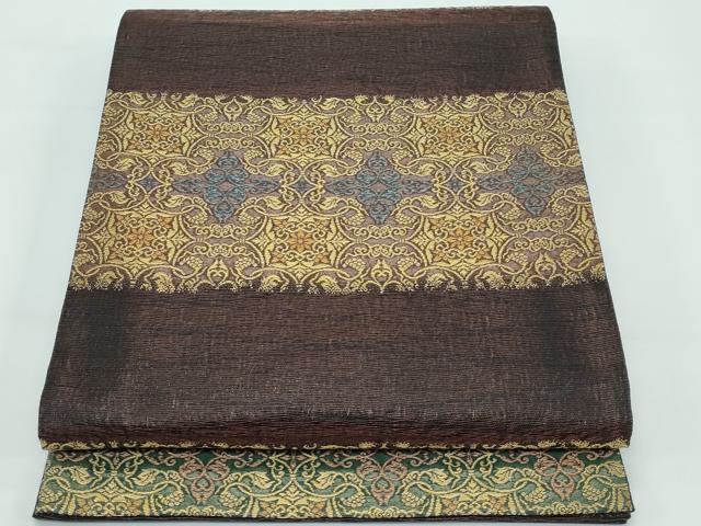 平和屋着物■極上　紋屋井関　御寮織　両面　六通柄袋帯　花唐草横段文　金糸　逸品　CZAA3686s5