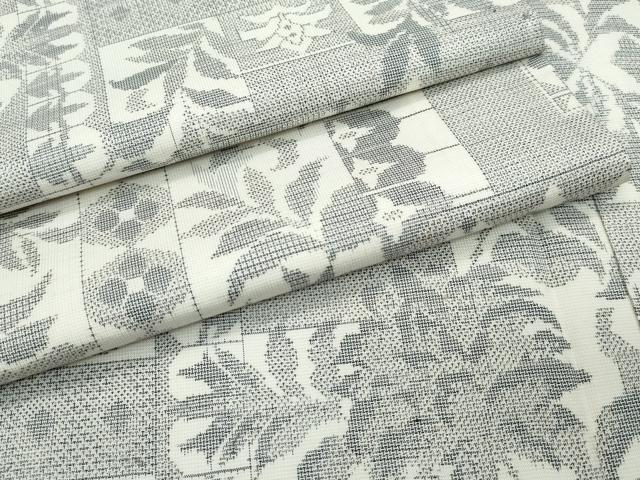 平和屋着物■極上　本場大島紬　白大島　9マルキ　更紗花文　証紙付き　逸品　未使用　CZAA3707s5