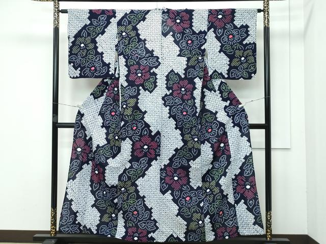 平和屋着物■極上　夏物　浴衣　有松鳴海絞り　草花文　綿　逸品　CZAA3738s5