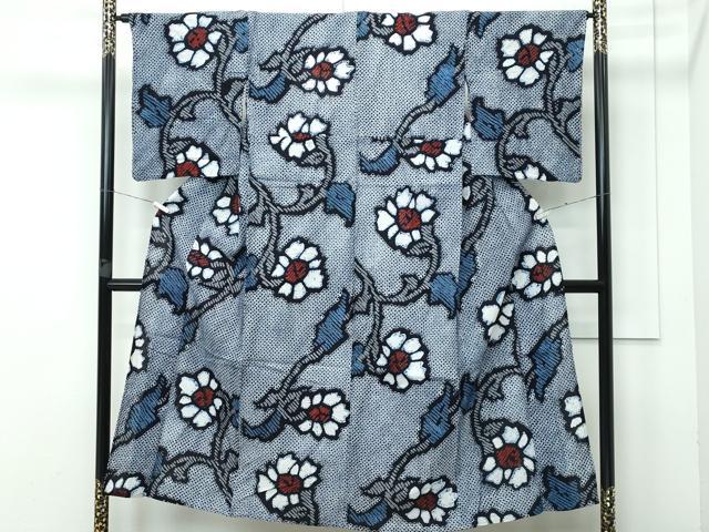 平和屋着物■極上　夏物　浴衣　有松鳴海絞り　枝花文　綿　逸品　CZAA3740s5