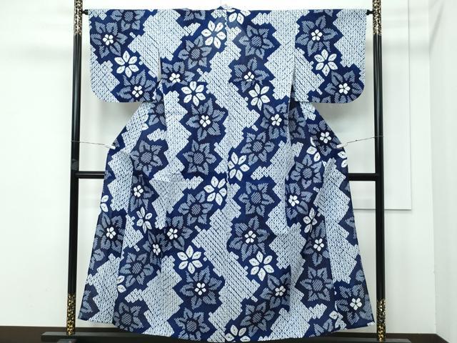 平和屋着物■極上　夏物　浴衣　有松鳴海絞り　舞花文　綿　逸品　CZAA3744s5