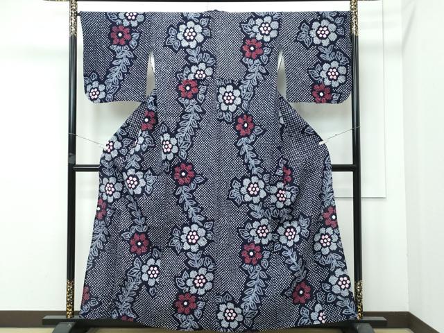 平和屋着物■極上　夏物　浴衣　有松鳴海絞り　草花文　綿　逸品　CZAA3746s5