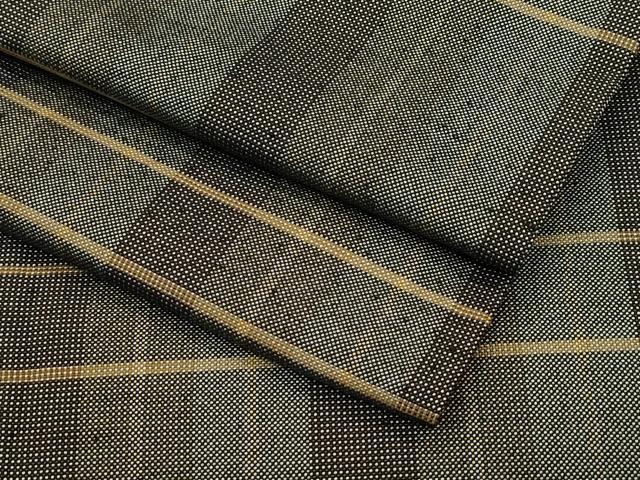 平和屋本店■希少　ざざんざ織　伊兵衛織　単衣　格子柄　逸品　CZAA3759s5