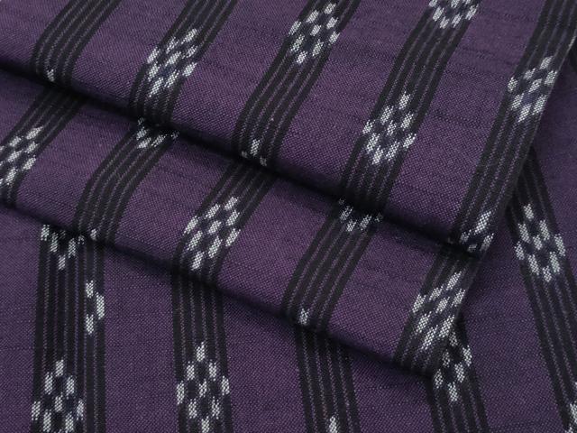平和屋本店■極上　久留米絣　単衣　滅紫色地　綿　逸品　CZAA3773s5