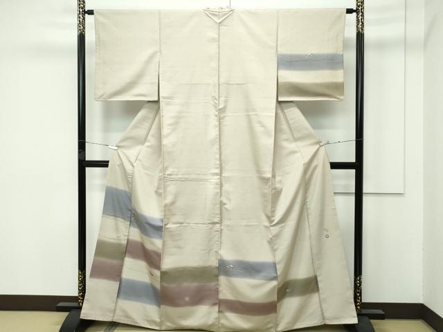 平和屋着物■極上 石川県指定無形文化財 牛首紬 白山工房 手織 市川純一郎 訪問着 駒刺繍 金彩 ビスケット色地 東武扱い 逸品 CZAA3792s5