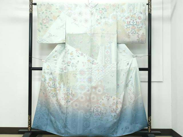 平和屋本店■極上　訪問着　総刺繍　中国三大刺繍　スワトウ相良刺繍　動物更紗花文　暈し染め　逸品　CZAA3832s5