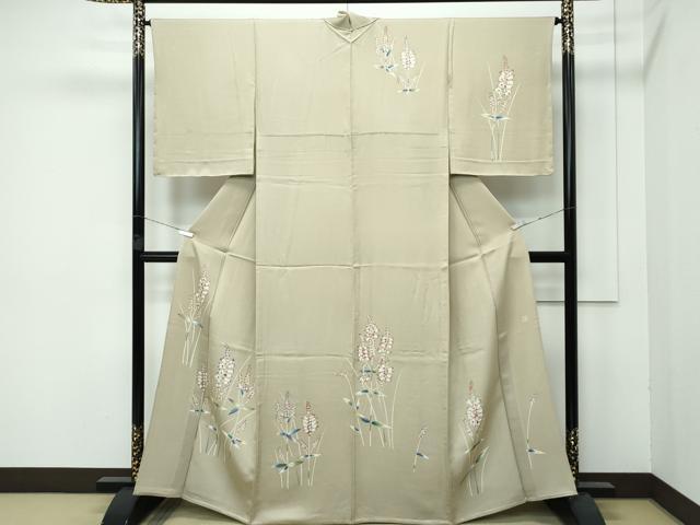 平和屋着物■極上　訪問着　単衣　作家物　草花文　利休茶色地　逸品　未使用　CZAA3857s5