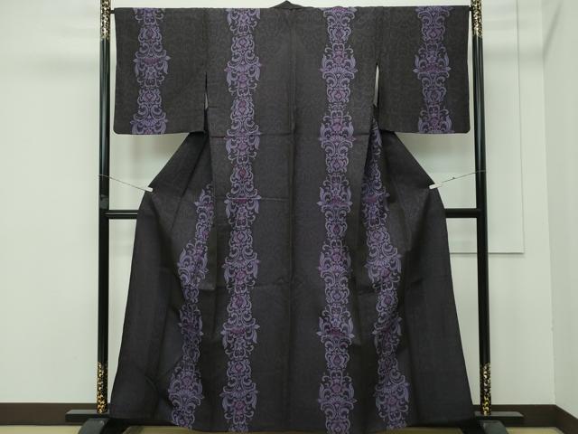 平和屋着物■極上　お召　単衣　更紗花文　さが美扱い　逸品　CZAA3863s5