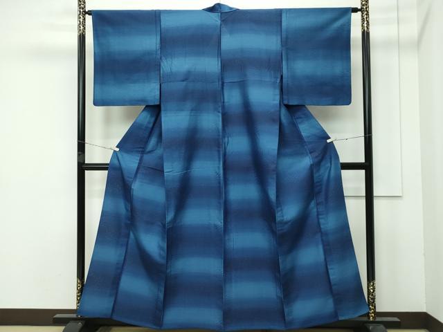 平和屋本店■極上　首里　ロートン織　道屯織　紬　単衣　霞文　逸品　CZAA3870s5