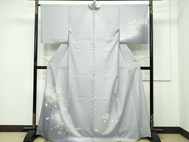 平和屋着物■極上　夏物　訪問着　絽　草花文　暈し染め　利休白茶色地　逸品　CZAA3970s5