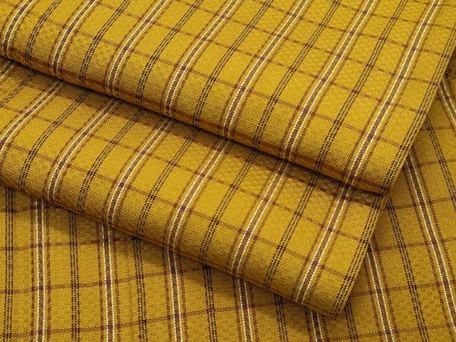 平和屋本店■極上　山下八百子　本場黄八丈　単衣　市松綾織　格子柄　逸品　CZAA3975s5